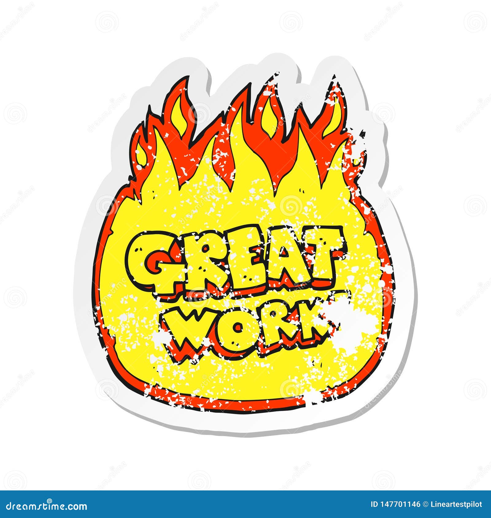 Retro Distressed Sticker of a Great Work Cartoon Symbol Stock Vector ...