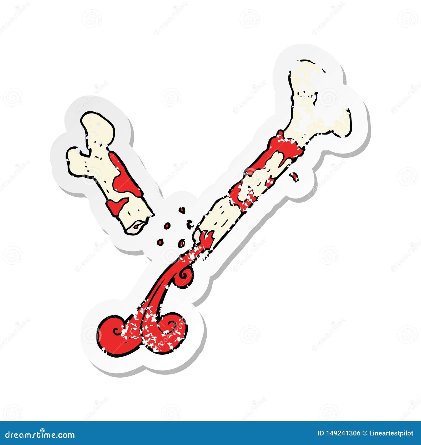 Retro Distressed Sticker of a Gross Broken Bone Cartoon Stock Vector ...