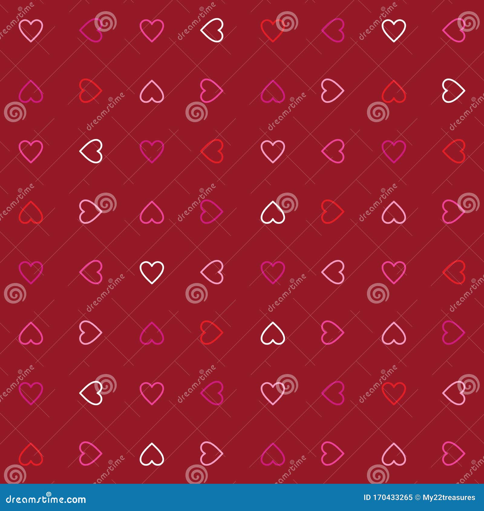 Retro Ditsy Heart Pink and Red Seamless Pattern in Repeat Stock ...