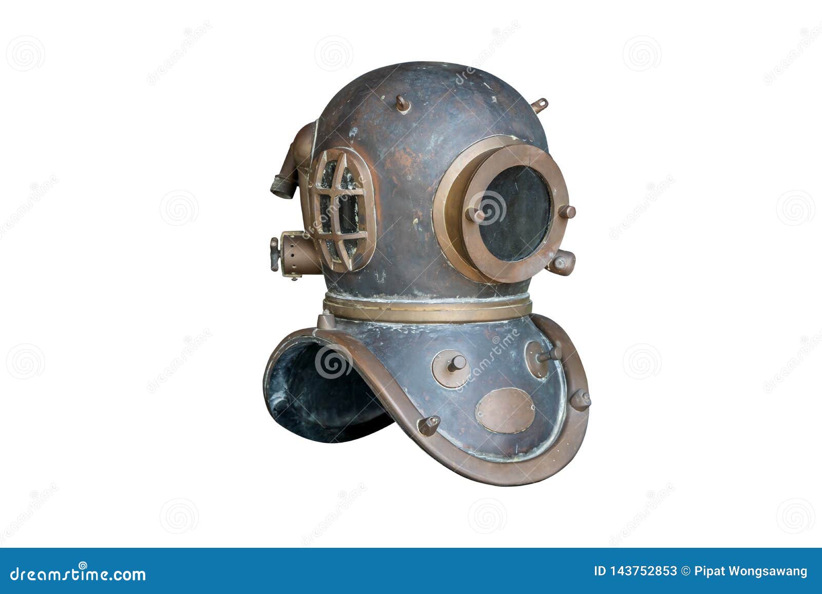 Retro Diving Helmet ,isolated on White Background with Clipping Path ...