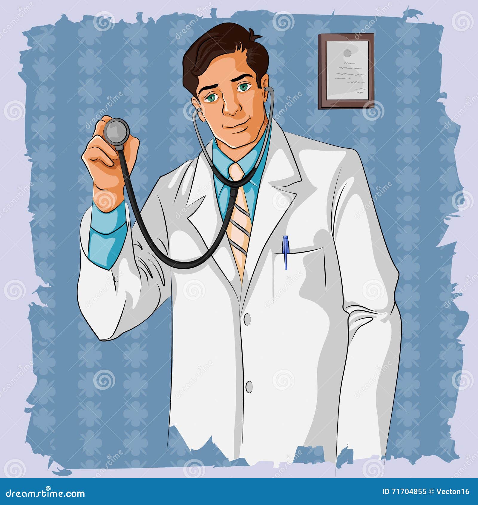Retro Doctor with Stethescope Stock Illustration - Illustration of ...