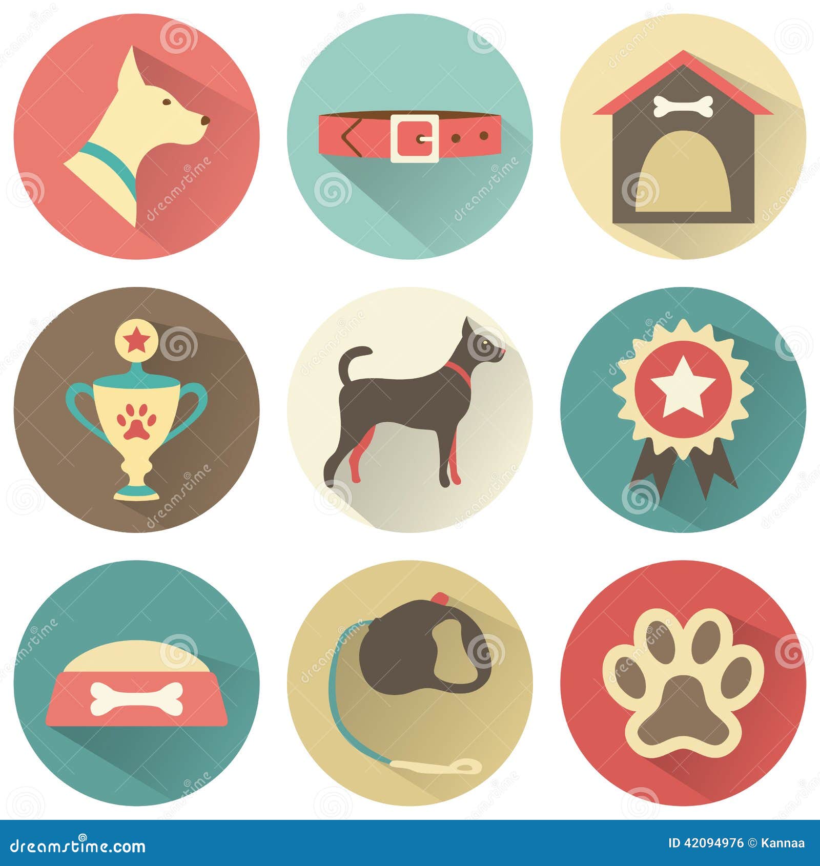 Retro Dog Icons Set. Vector Illustration for Web Stock Vector ...