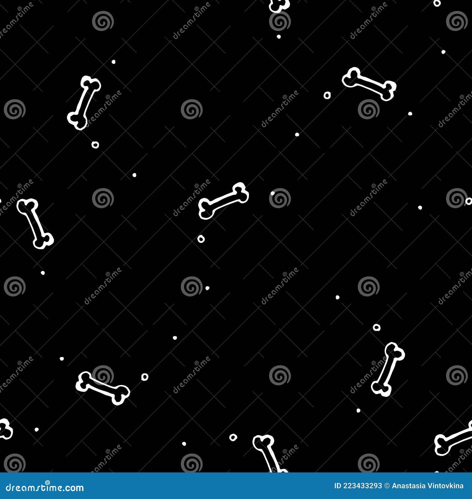 Vector Seamless Pattern of Small Bones and Dots Arranged Randomly .a ...