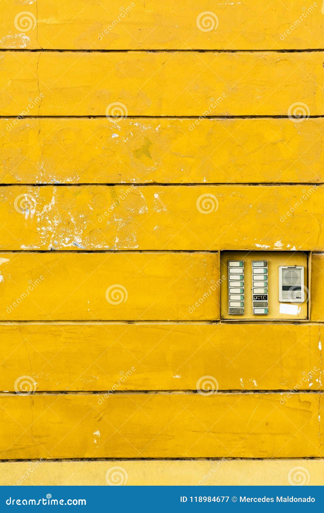 Retro Doorbell: Electric Intercom on Te Yellow Wall Texture Stock Image ...