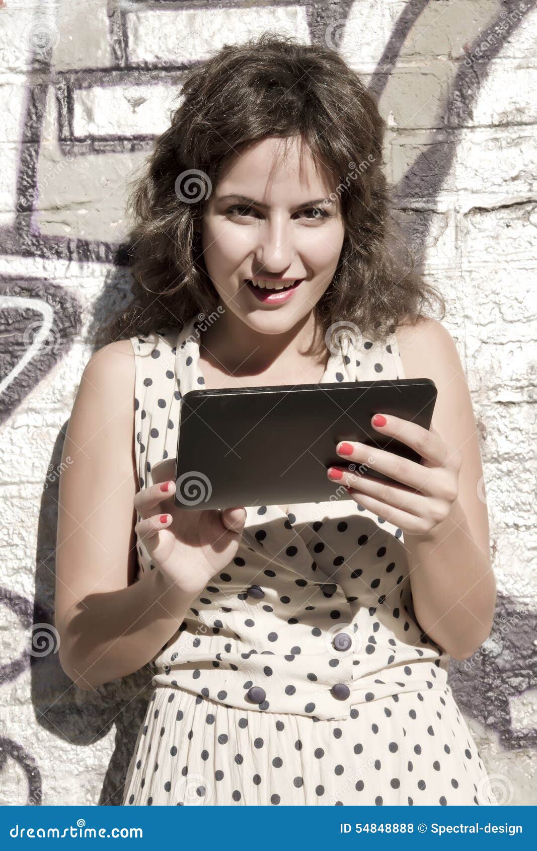 Retro dotted girl stock photo. Image of face, adult, house - 54848888