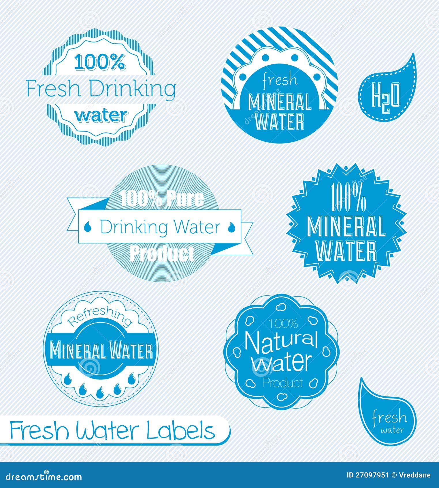 Retro Drinking Water Labels and Stickers Stock Vector - Illustration of ...