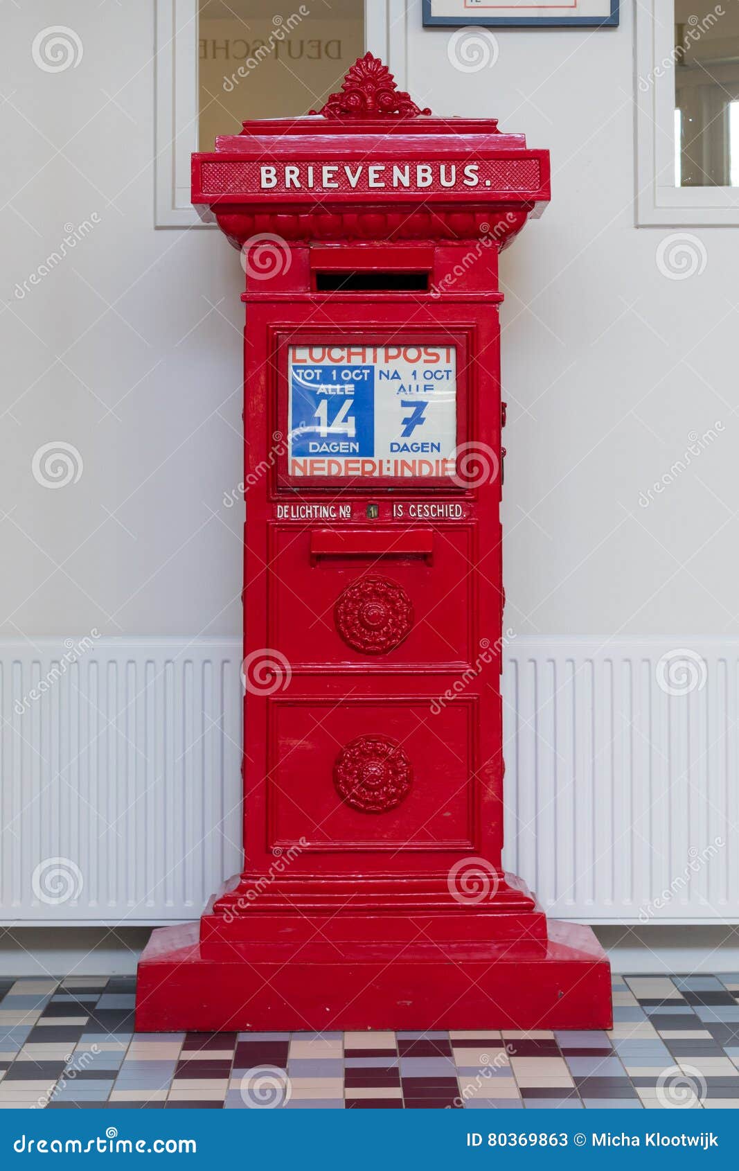 Retro dutch red mail box editorial stock photo. Image of netherlands ...