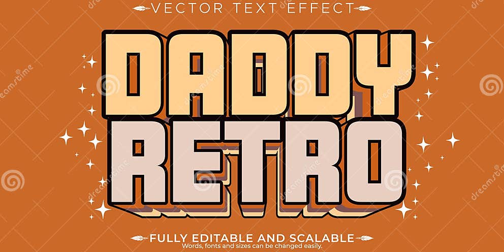 Retro Editable Text Effect, Editable Daddy and Vintage Text Style Stock ...