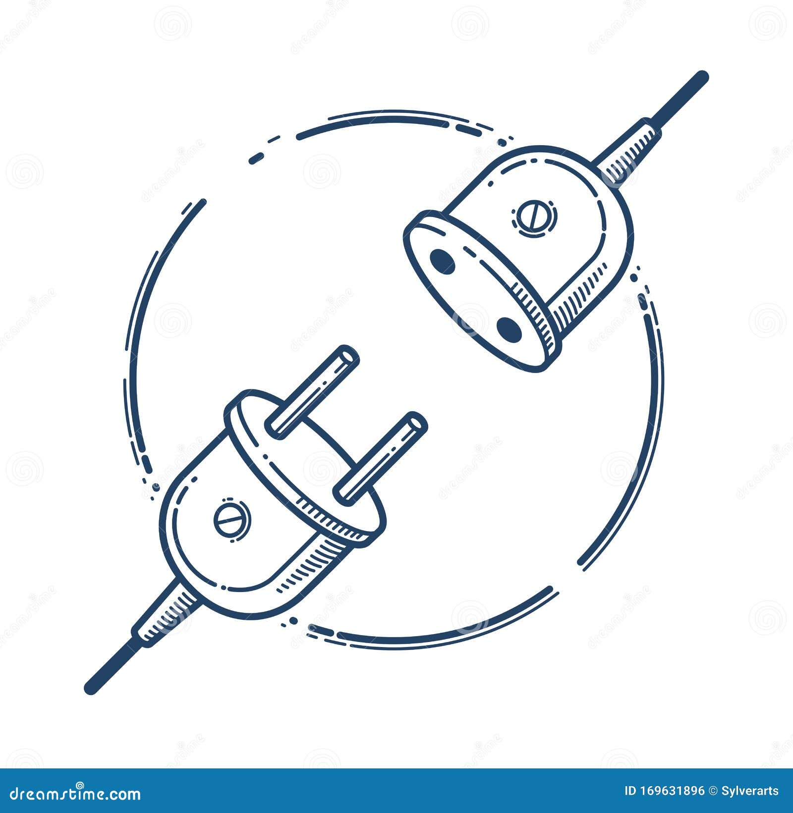 Retro Electric Plug in Unplugged Vector Linear Icon, Power Electricity ... Retro Electric Plug in Unplugged Vector Linear Icon, Power Electricity ...