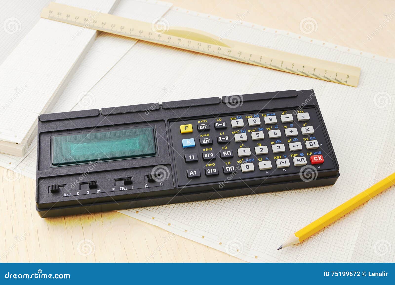 Retro Electronic Calculator Stock Photo - Image of implement, soviet ...