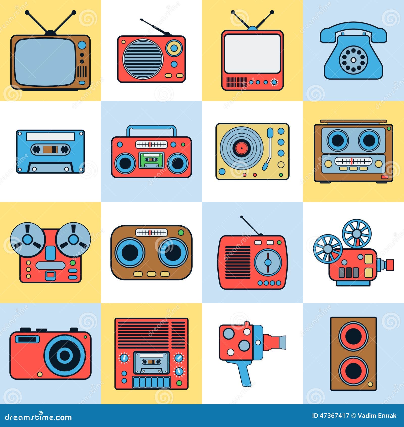 Retro Electronic Vector Icons Stock Vector - Illustration of icons ...
