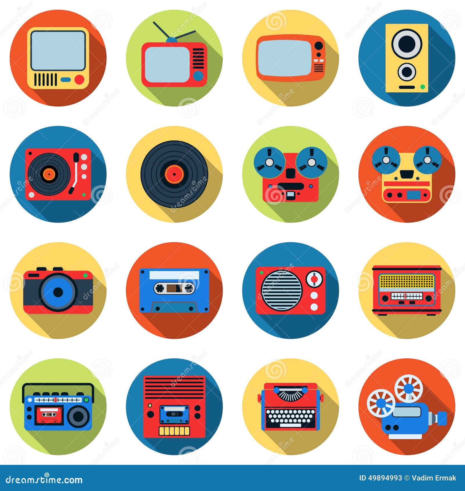 Retro Electronic Vector Icons Stock Vector - Illustration of electronic ...