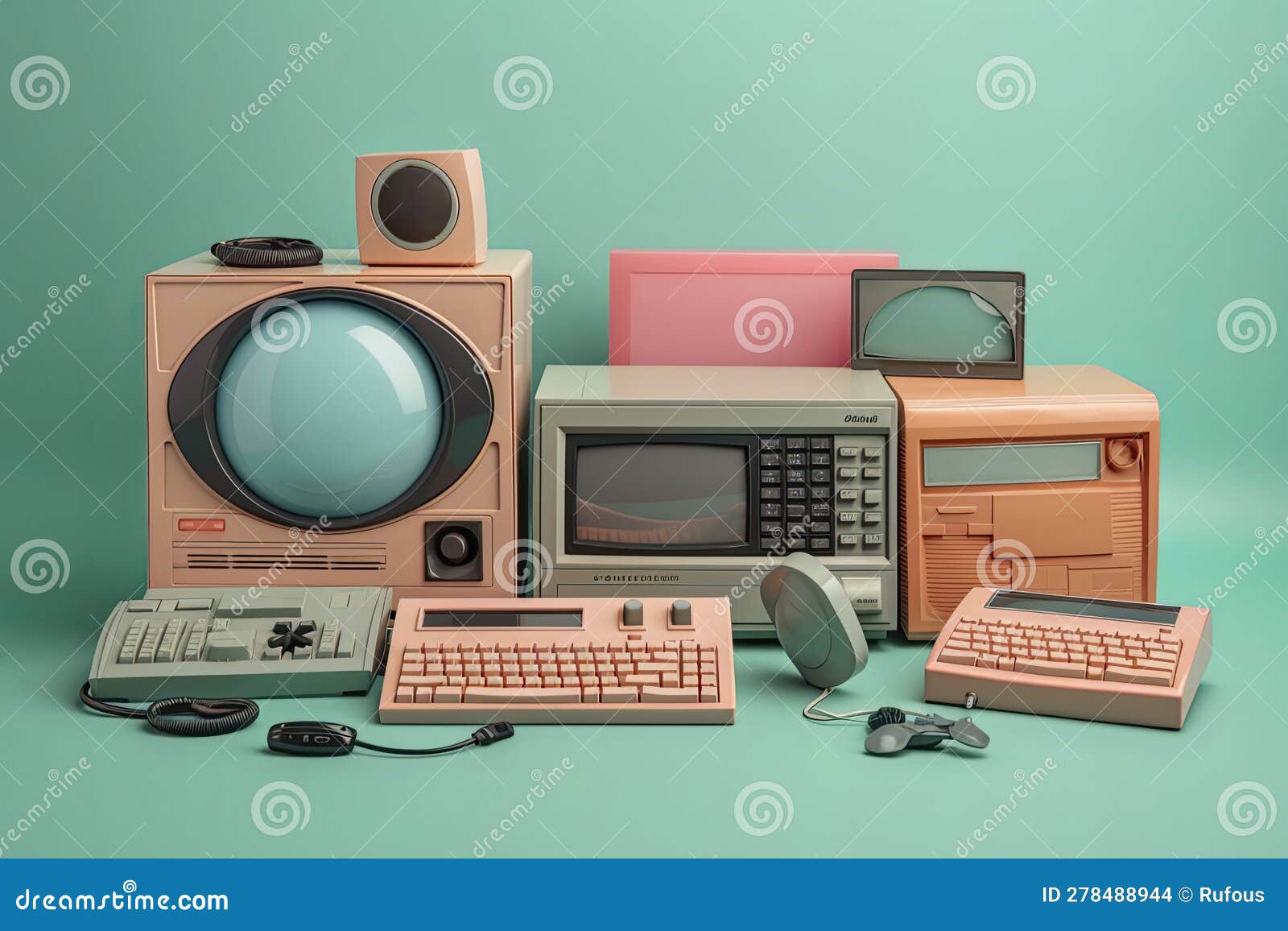 Retro Electronics Set. Nostalgic Collectibles from the Past 1980s ...