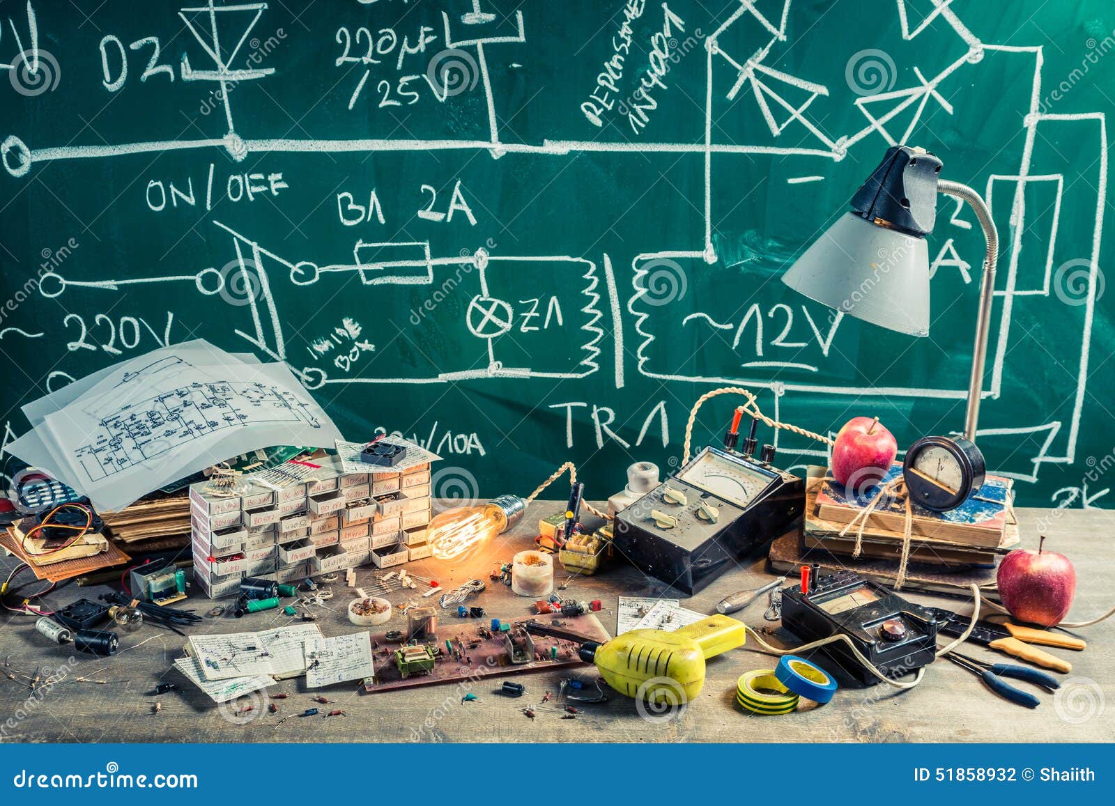 Retro Electronics Workshop in Laboratory Stock Photo - Image of ...