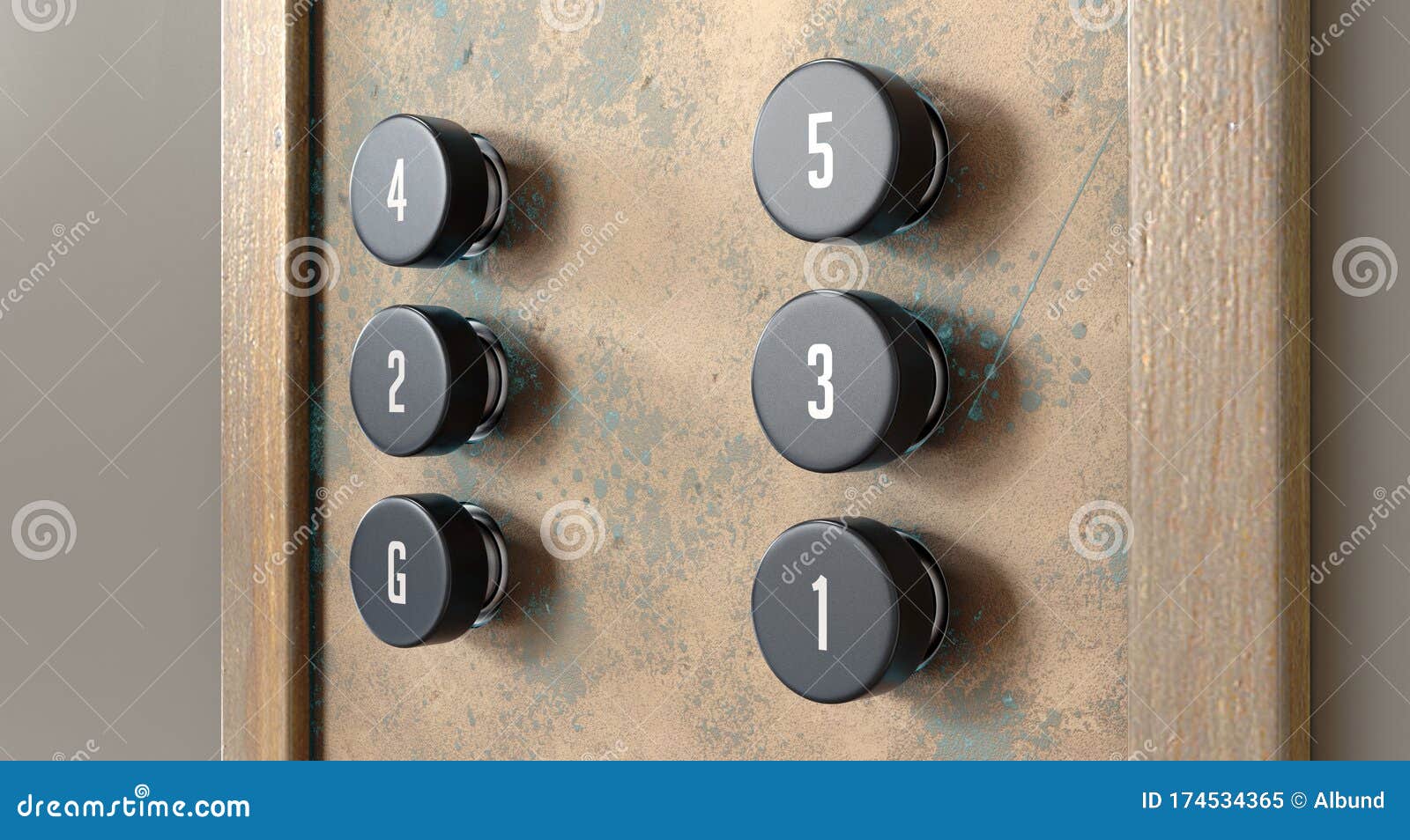 Retro Elevator Control Panel Stock Image - Image of knob, copper: 174534365