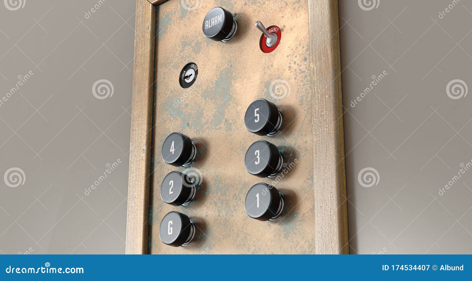 Retro Elevator Control Panel Stock Image - Image of destination, lights ...