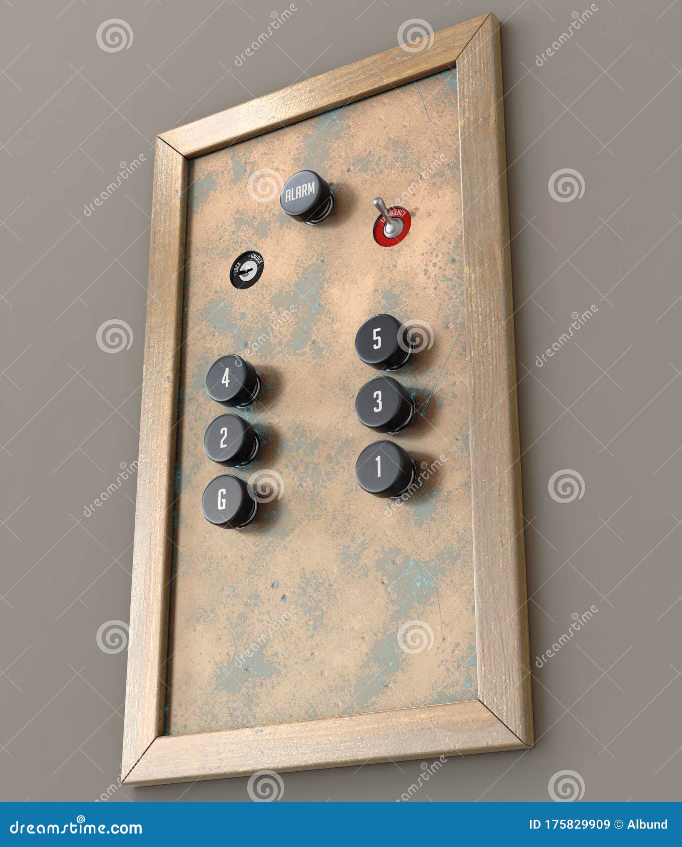 Retro Elevator Control Panel Stock Image - Image of lift, lock: 175829909