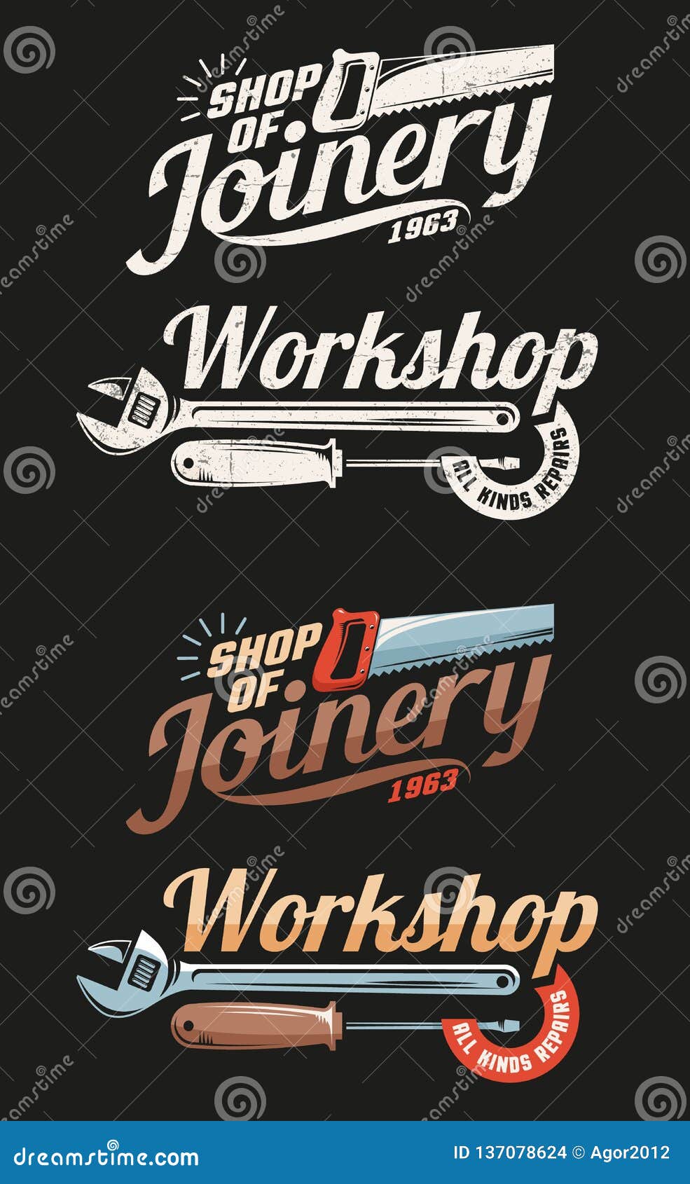 Retro Emblems Joinery and Workshop Stock Vector - Illustration of ...