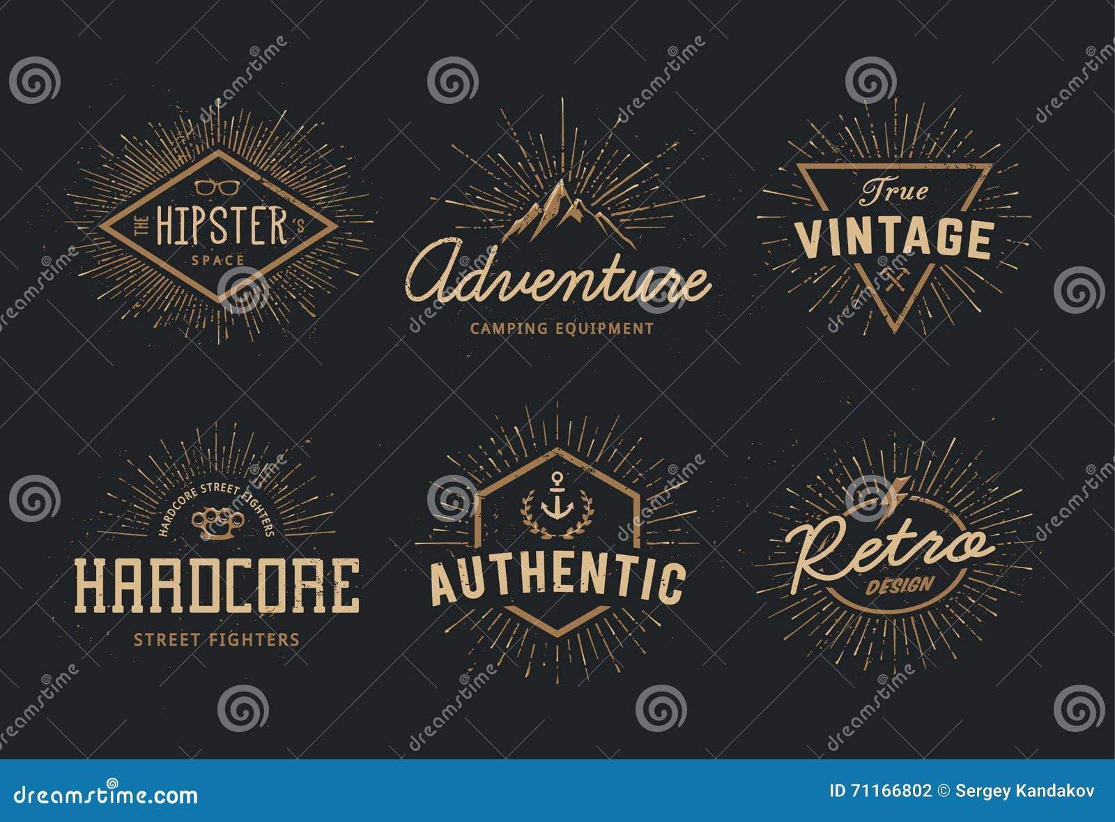 Retro Emblems Set stock vector. Illustration of brand - 71166802