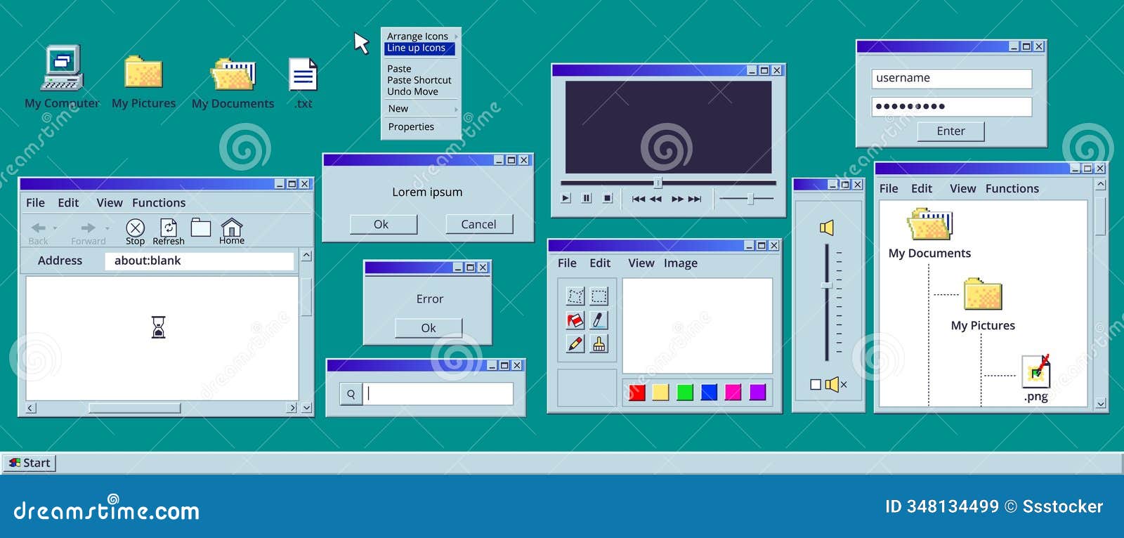Retro Empty Window. Old Windows 95 System Interface, Vintage Computer ...