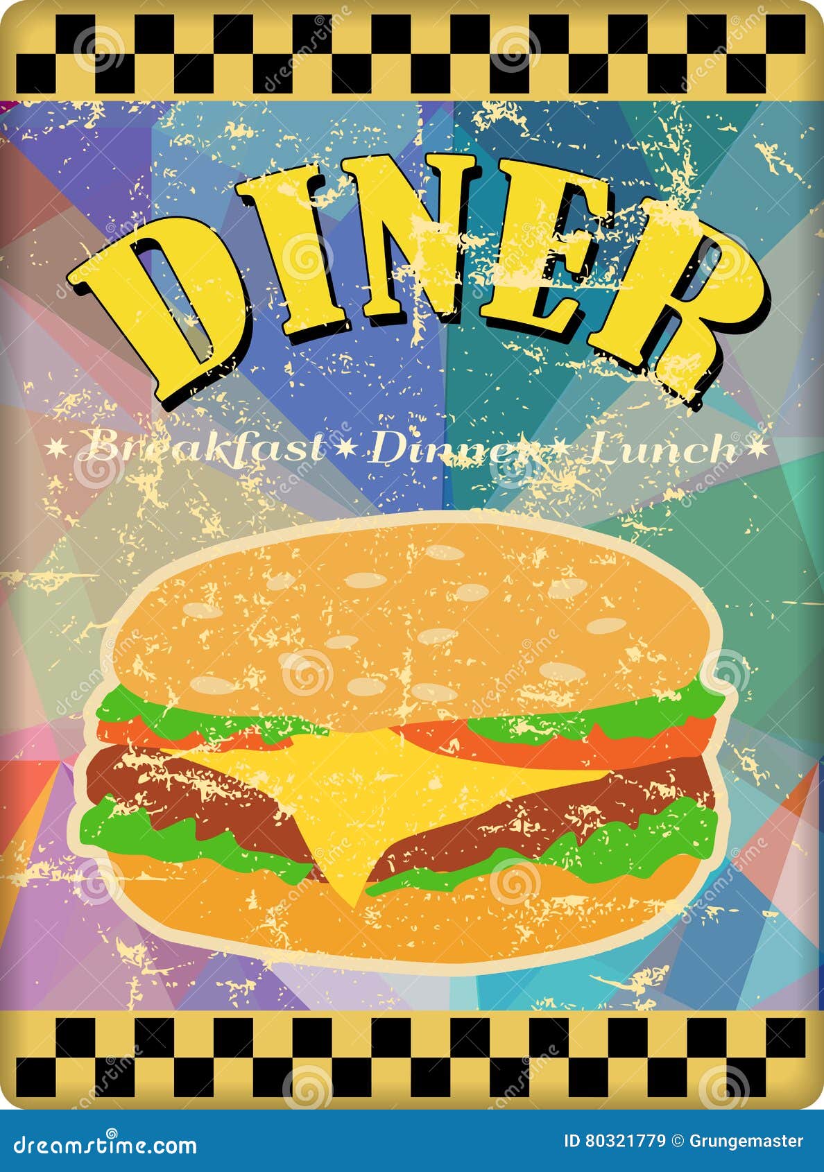Retro enamel diner sign stock vector. Illustration of hamburger - 80321779