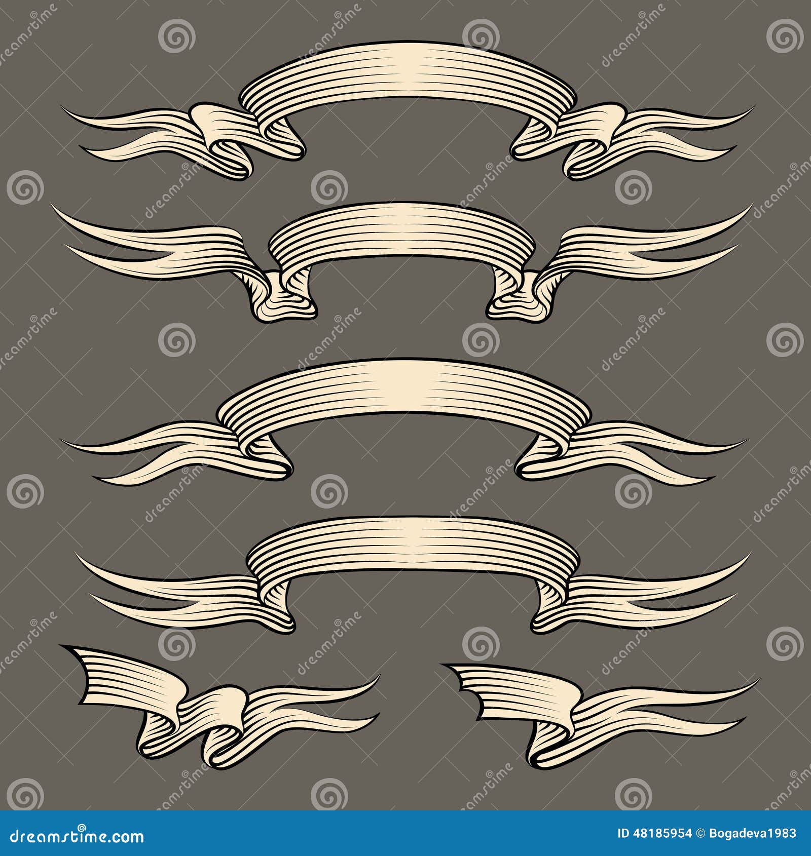 Retro Engraving Ribbons Set Stock Vector - Illustration of engaving ...