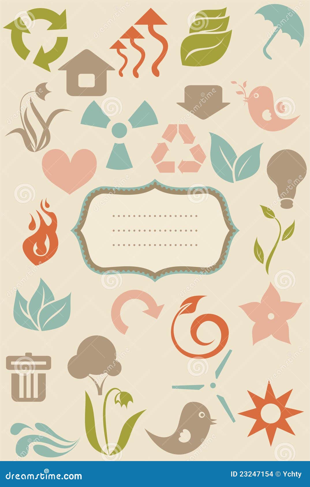 Retro Environment Icons and Banner in Vector Stock Vector ...