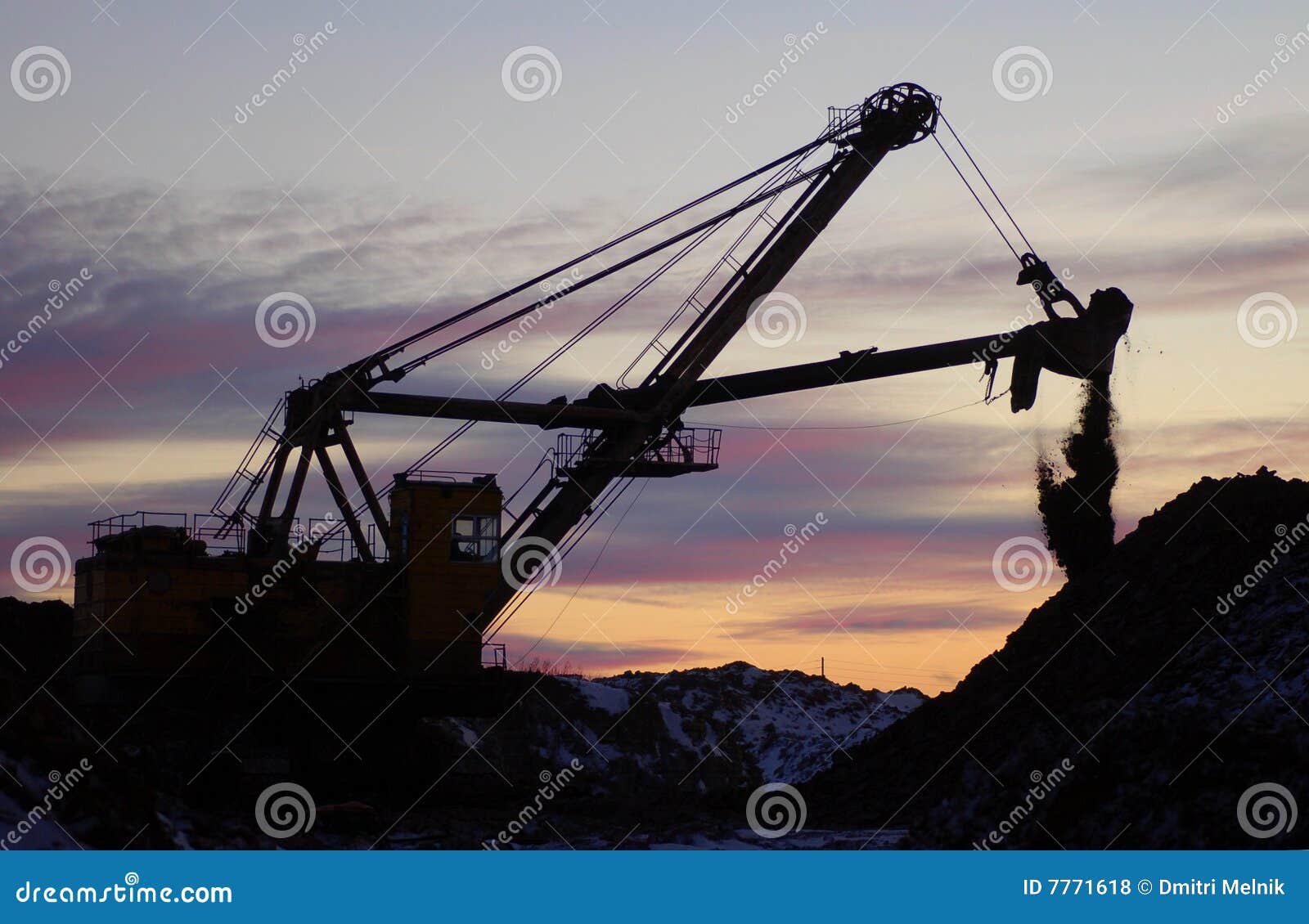 Retro excavator in action stock photo. Image of rock, evening - 7771618
