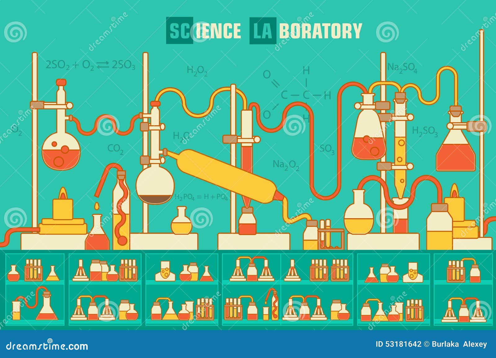 Retro Experiments In A Chemistry Laboratory Stock Vector - Illustration ...