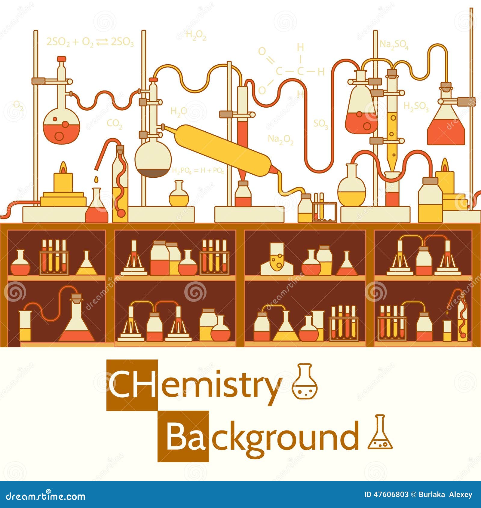 Retro Experiments In A Chemistry Laboratory Vector Illustration ...