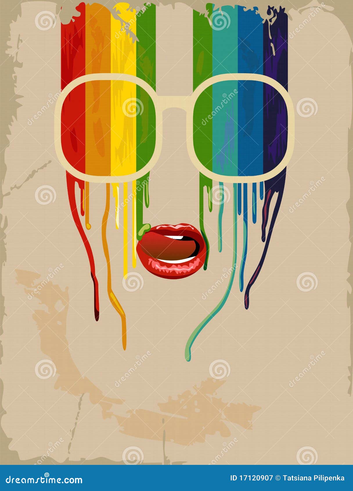 Retro face. stock vector. Illustration of wallpaper, lips - 17120907