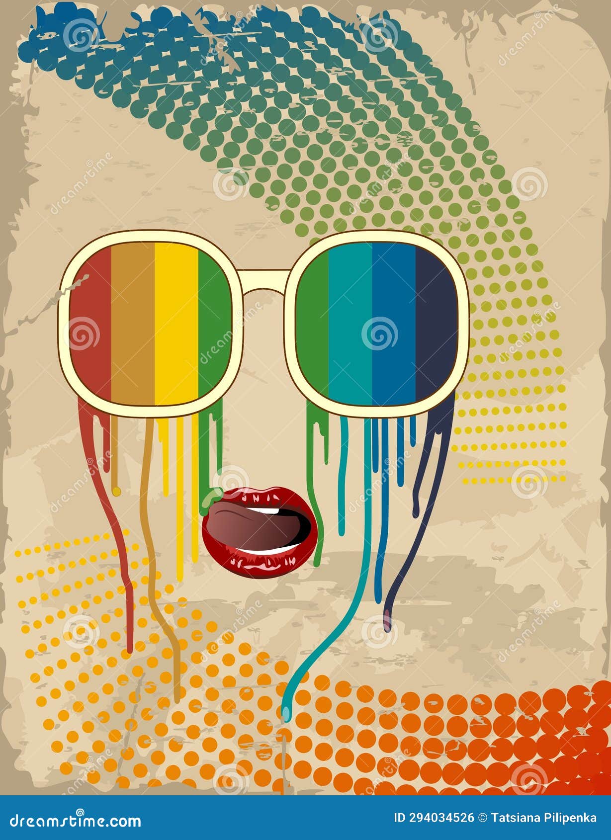 Retro face. stock vector. Illustration of wallpaper - 294034526