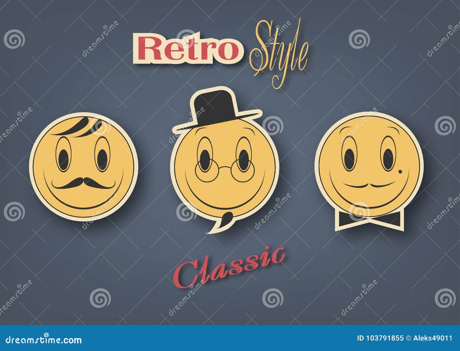 Retro faces, icons, vector stock vector. Illustration of funny - 103791855