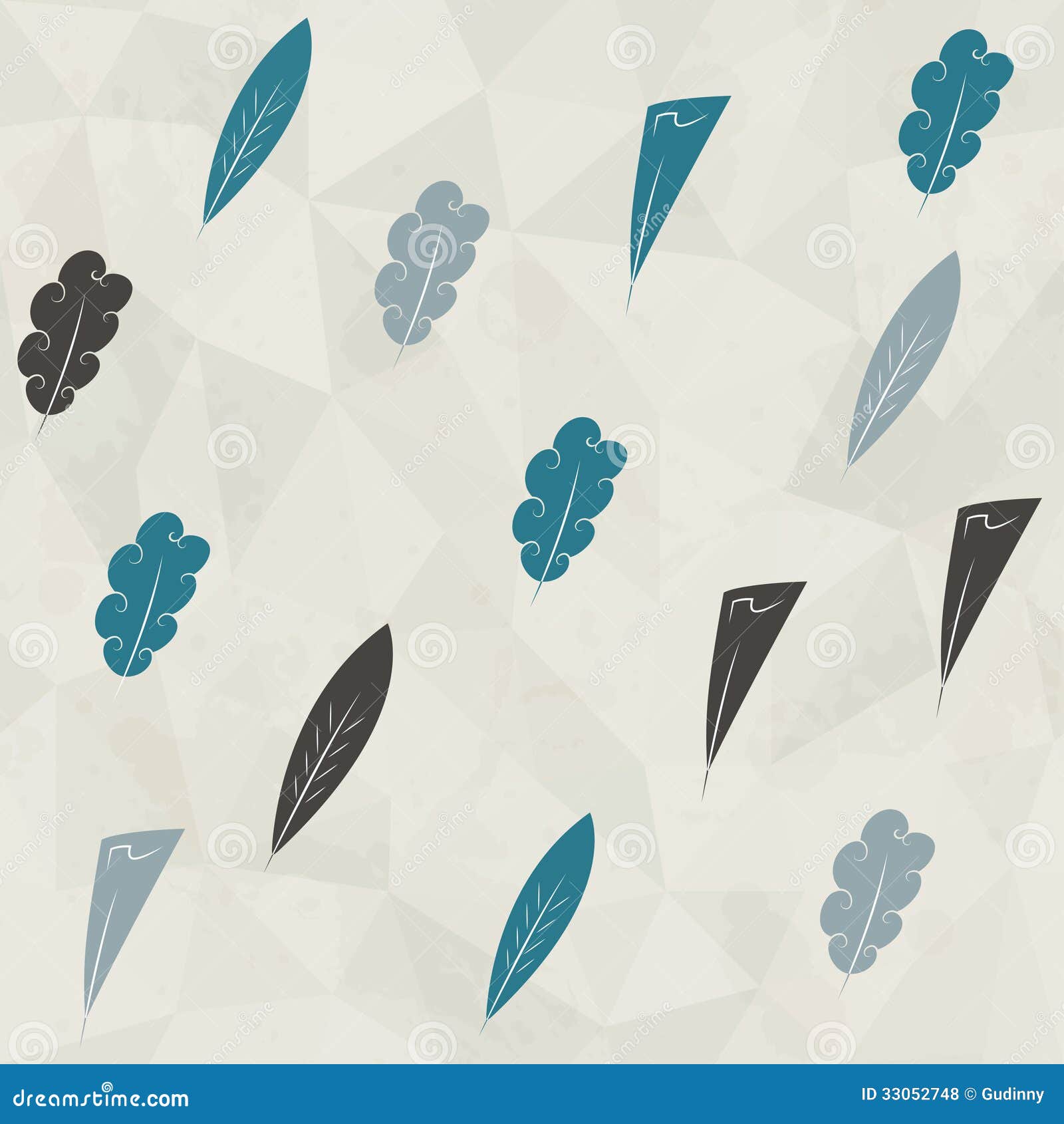 Retro Feathers Seamless with Paper and Grunge Effects Stock Vector ...