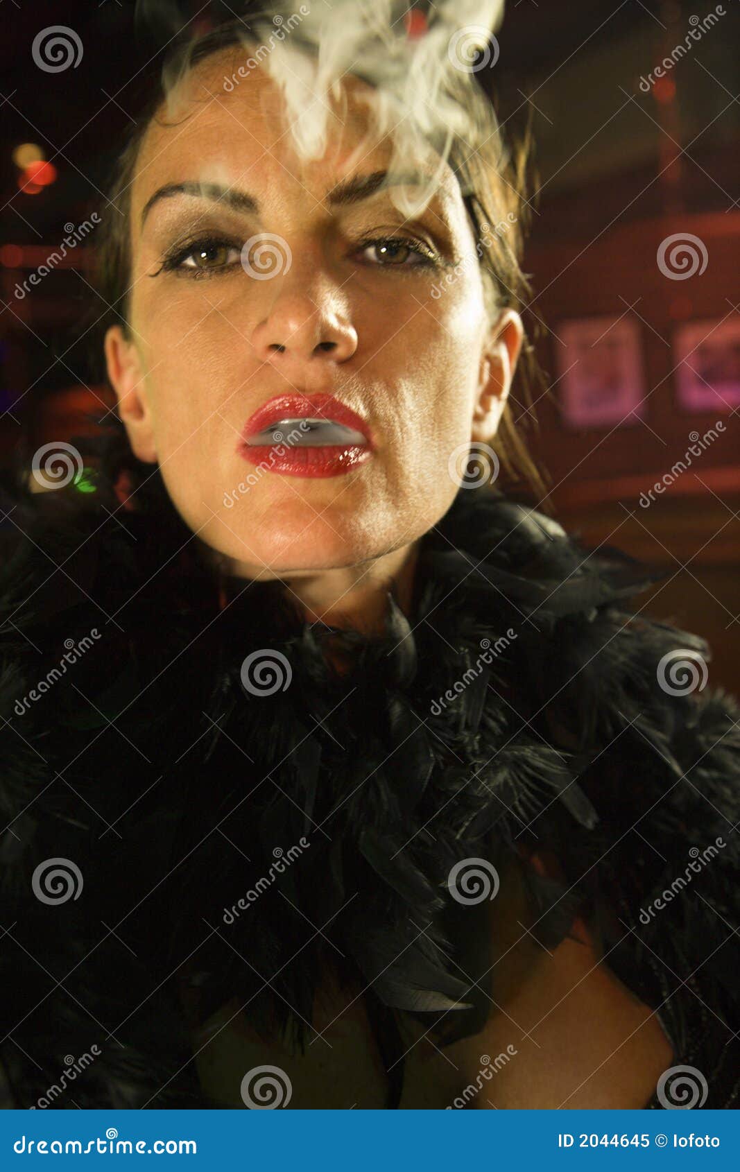 Retro female smoking. stock image. Image of caucasian - 2044645