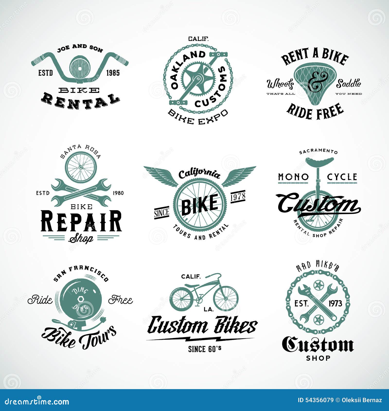 Retro Fiets Vectoretiketten of Logo Templates Set Vector Illustratie ...