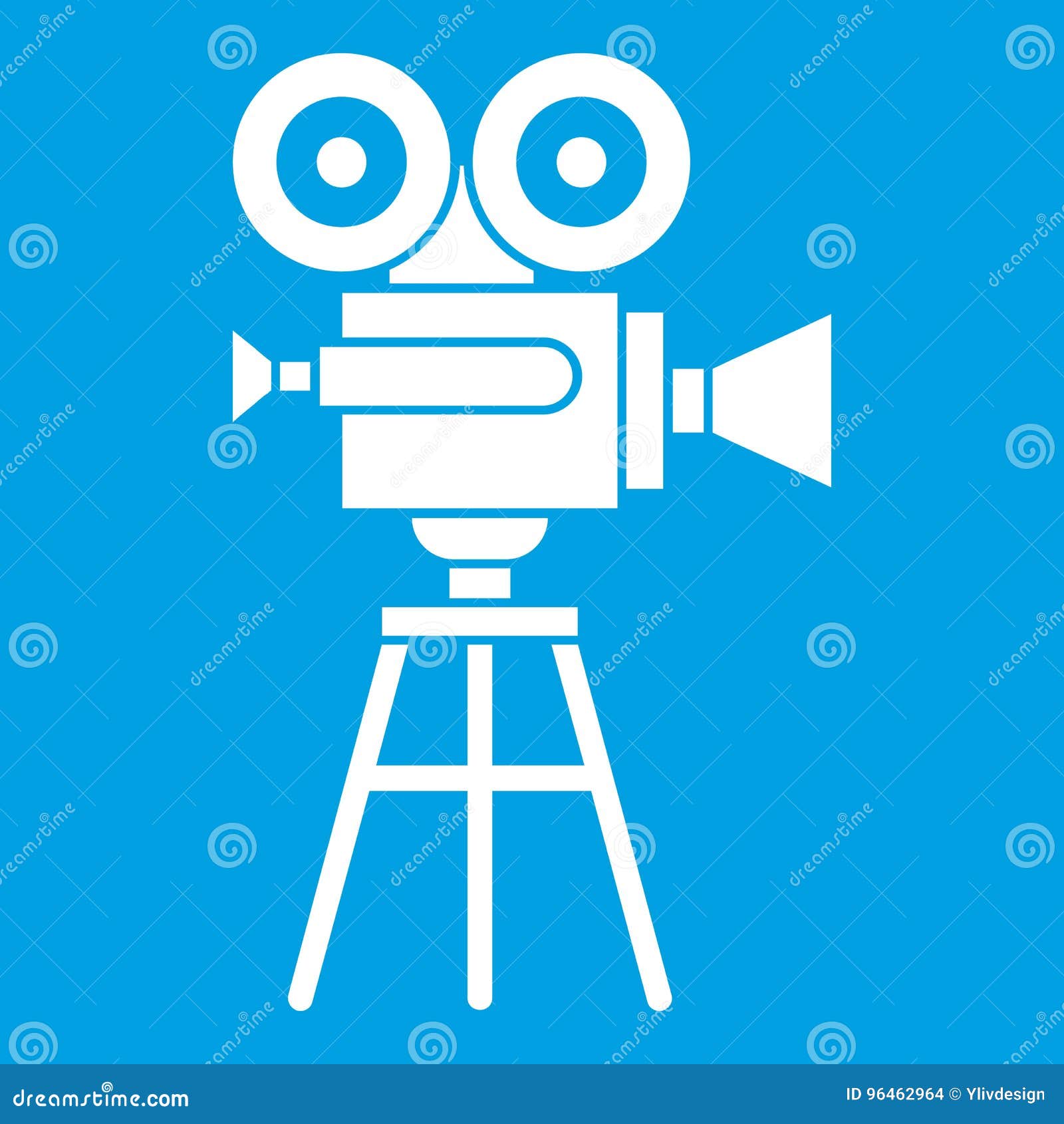 Retro Film Projector Icon White Stock Vector - Illustration of media ...