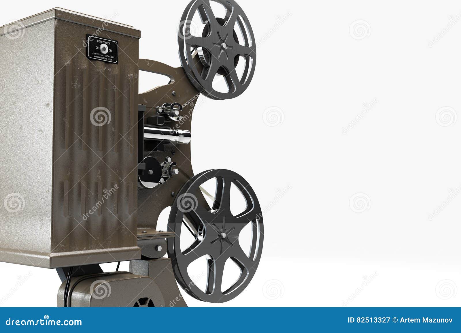 Retro Film Projector Isolated on White Stock Illustration ...