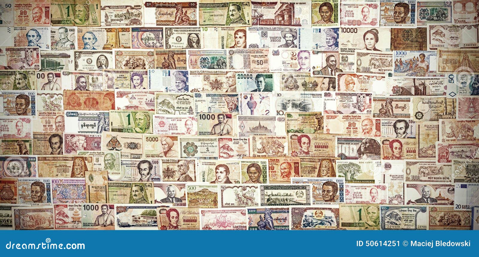Retro Filtered Banknotes from All Over the World Stock Image - Image of ...