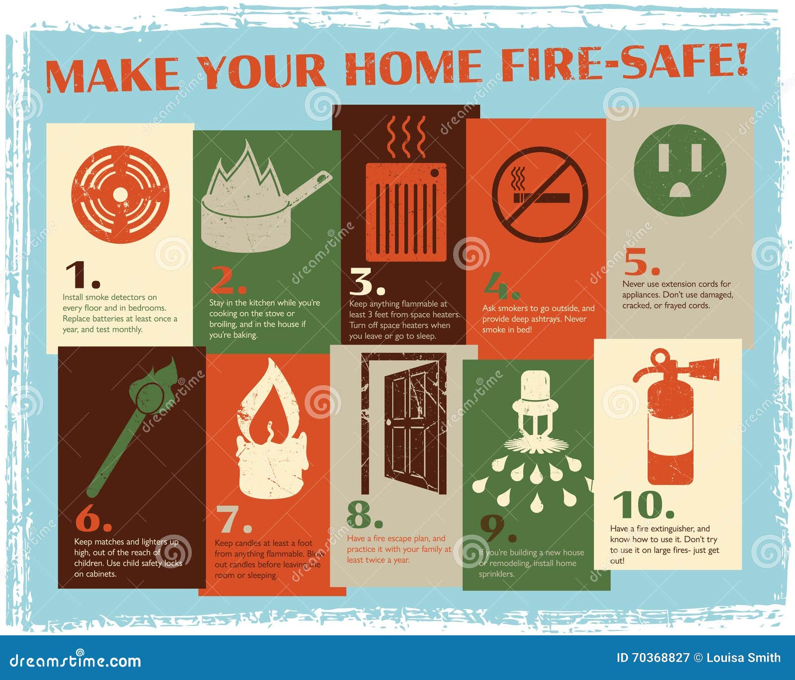 Retro Fire Safety Guide stock vector. Illustration of detector - 70368827 Retro Fire Safety Guide stock vector. Illustration of detector - 70368827
