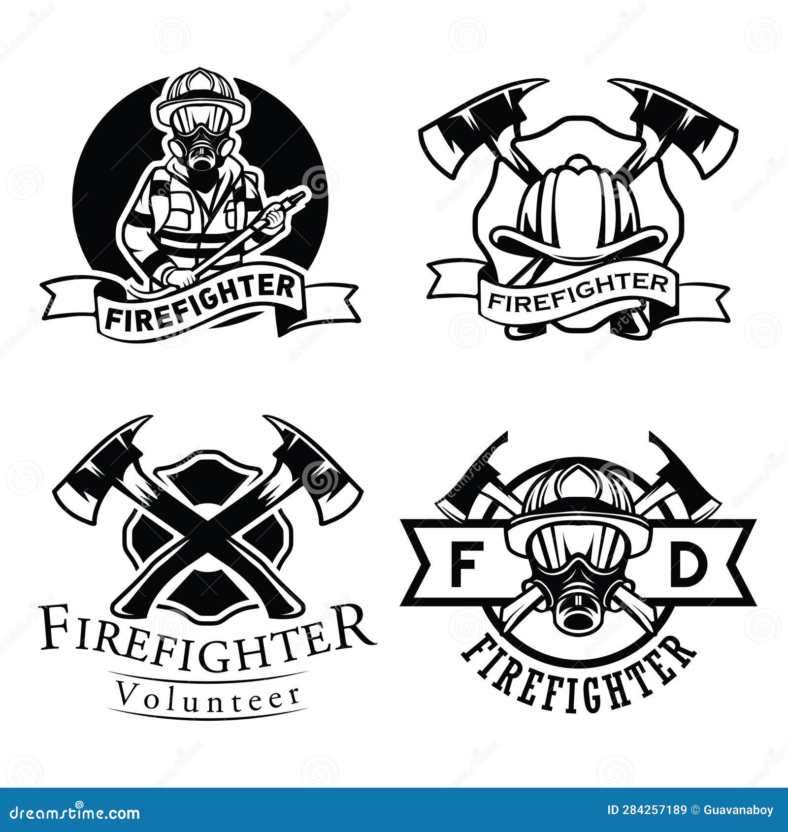 Retro Firefighter Logo Bundle Template Stock Vector - Illustration of ...