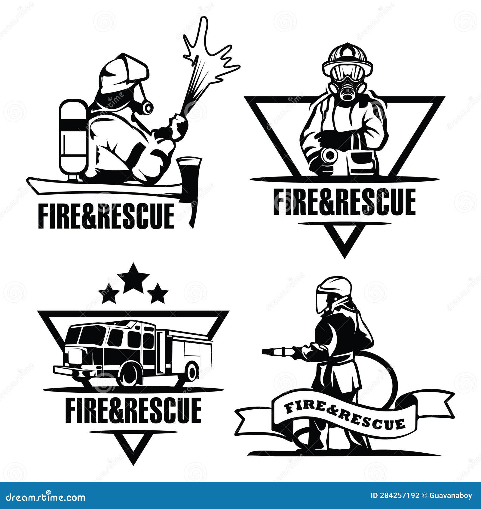 Retro Firefighter Logo Bundle Template Stock Vector - Illustration of ...