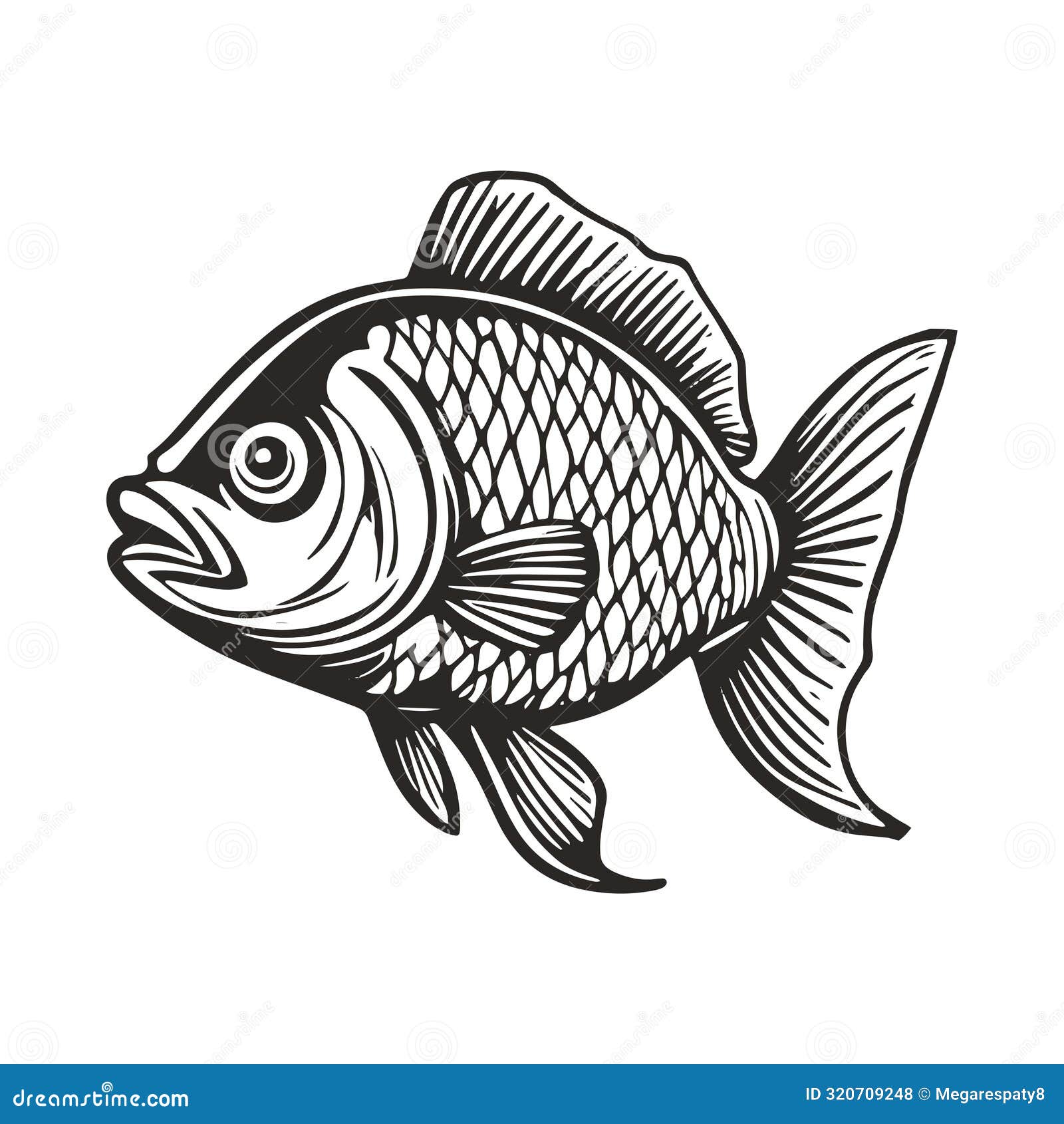 Retro Vintage Fish Sketch Engraving Drawing Stock Vector - Illustration ...