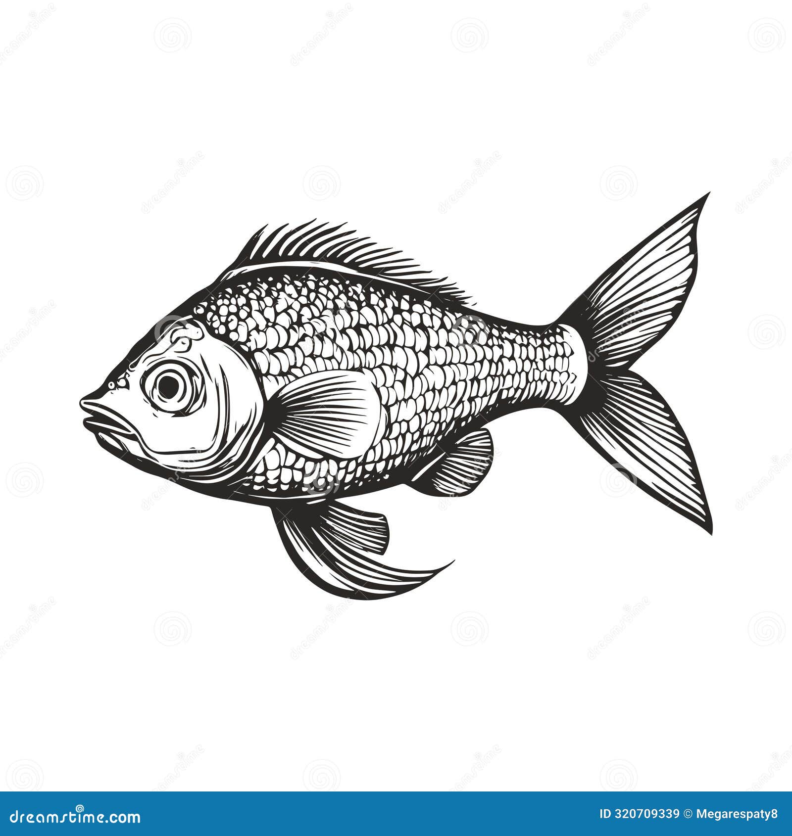 Retro Vintage Fish Sketch Engraving Drawing Stock Vector - Illustration ...