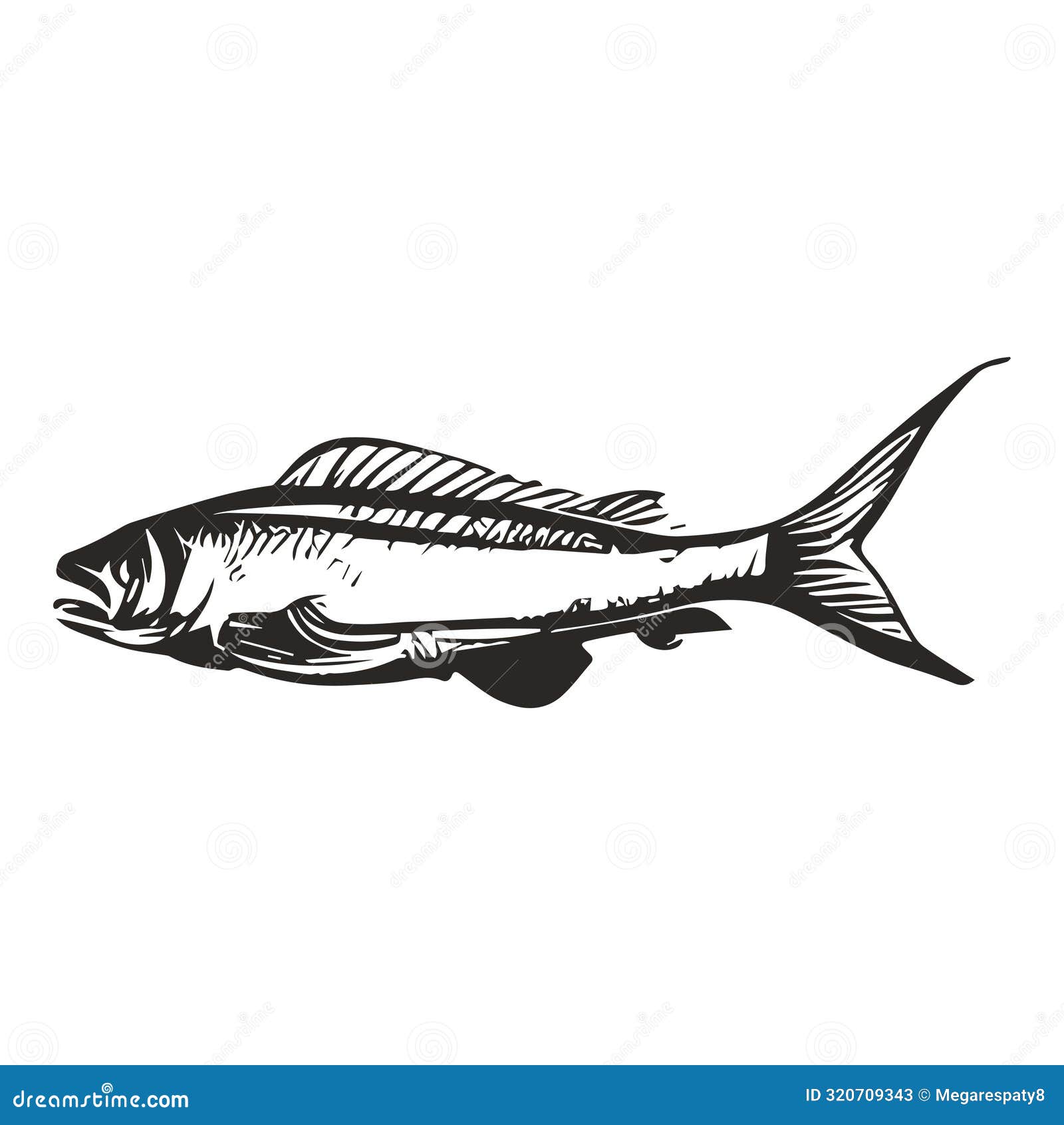 Retro Vintage Fish Sketch Engraving Drawing Stock Vector - Illustration ...