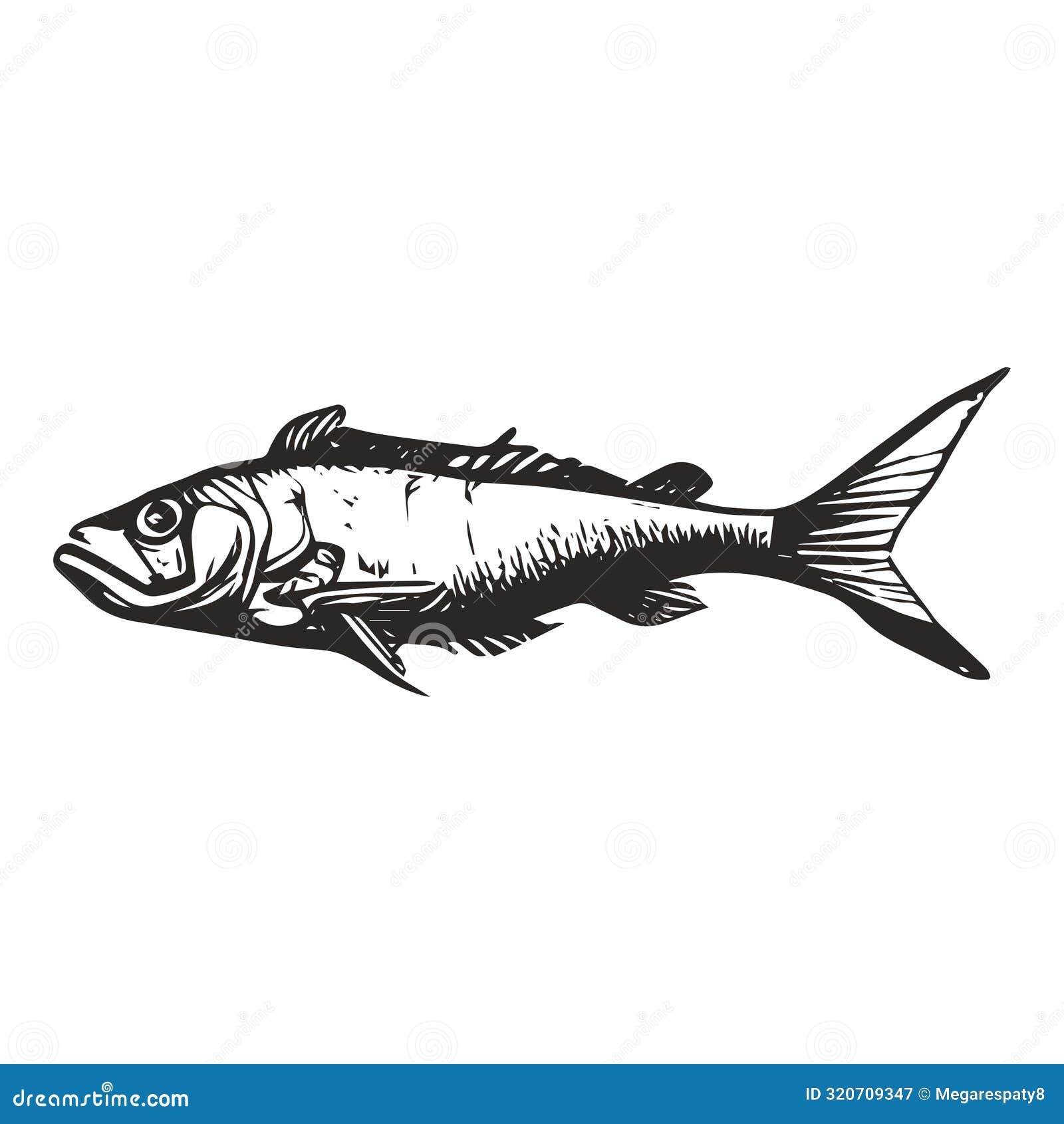 Retro Vintage Fish Sketch Engraving Drawing Stock Vector - Illustration ...