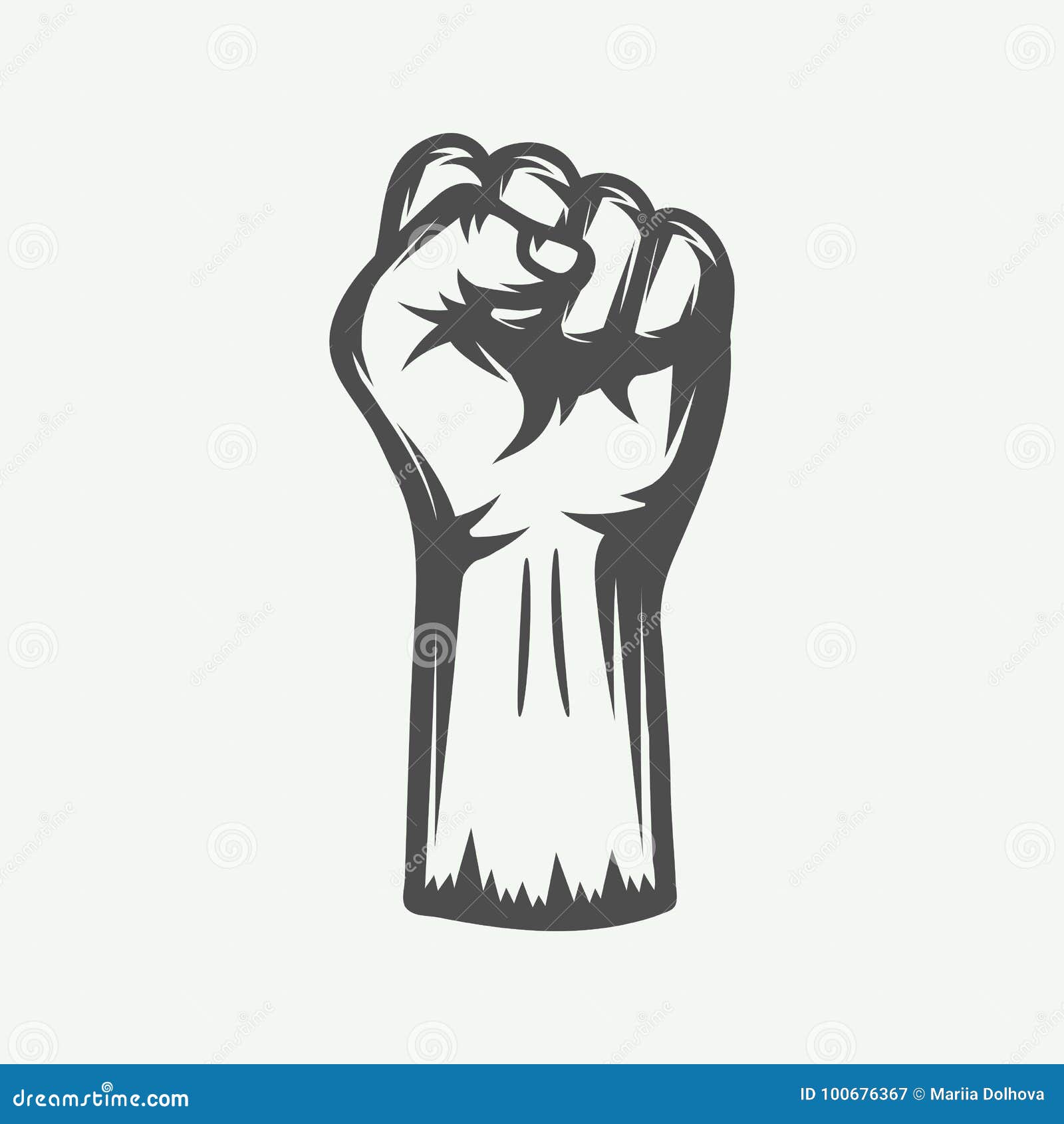 Retro Fist in Vintage Style. Graphic Art Stock Vector - Illustration of ...