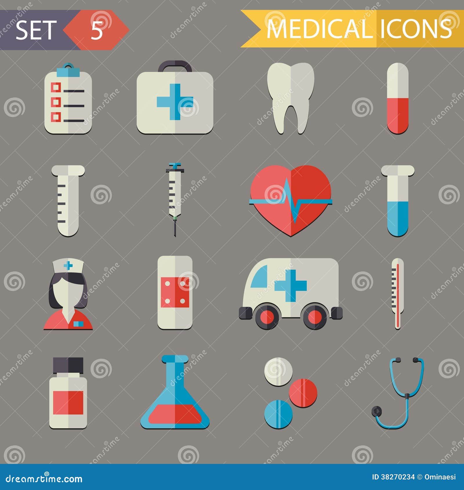 Retro Flat Medical Icons and Symbols Set Vector Stock Vector ...