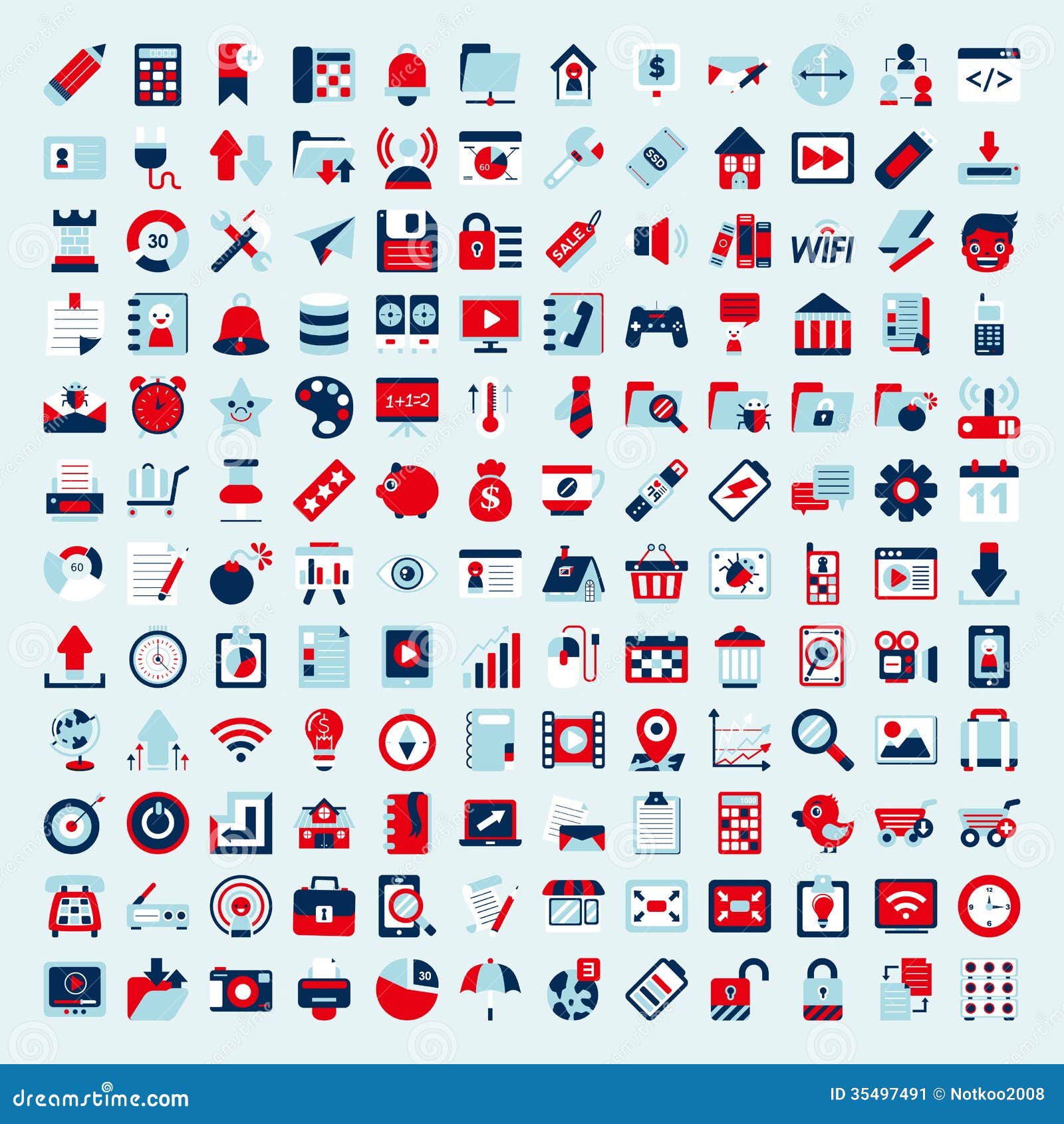 Retro Flat Network Icon Set Stock Vector - Illustration of credit ...