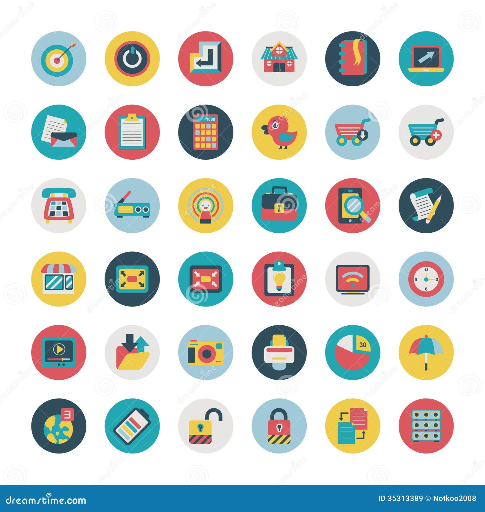 Retro Flat Network Icons Vector Collection Stock Vector - Illustration ...